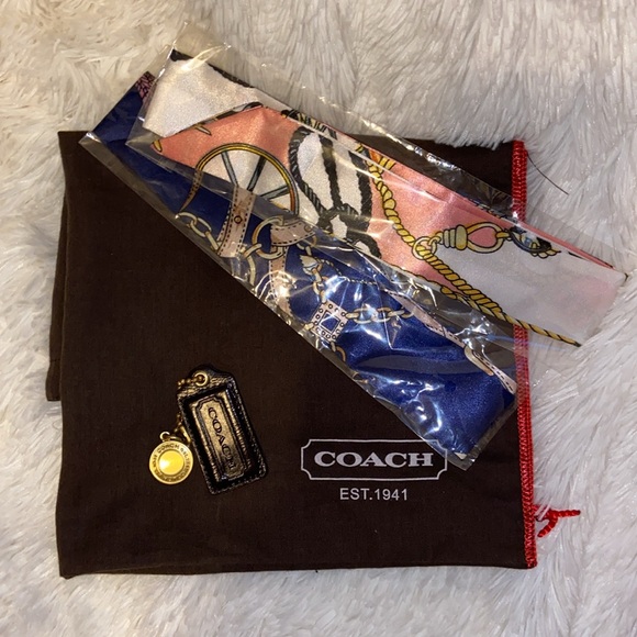 Coach | Bags | Coach Tags Brown Leathergold Tonecoach Dust Bag 2 Twilly ...